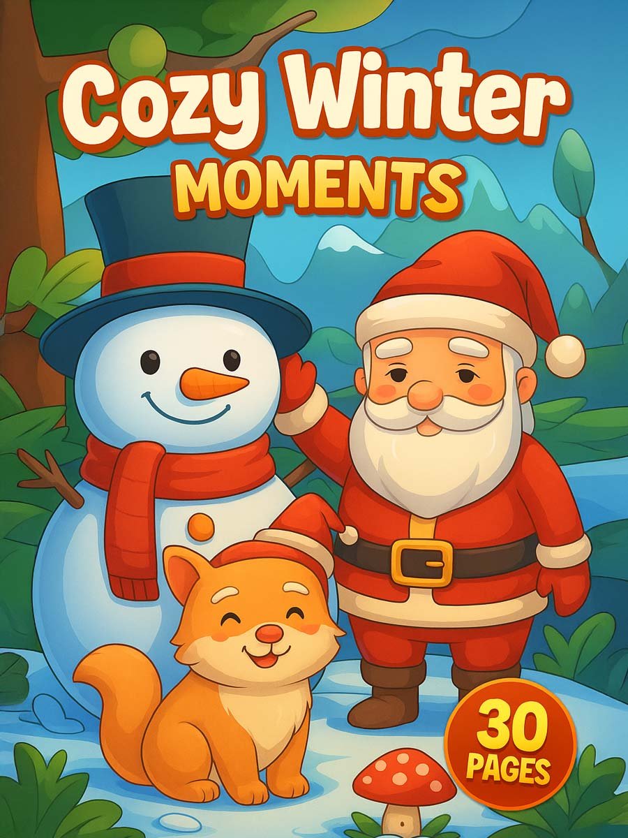 Cozy Winter Moments – 30 Kids Winter Coloring Pages | Earn from printables
