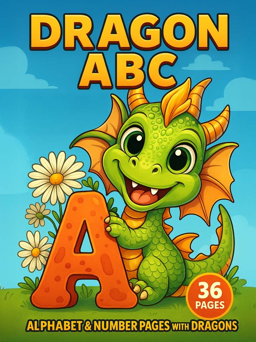 Dragon ABC – 36 Alphabet & Number Pages with Dragons | Earn from printables