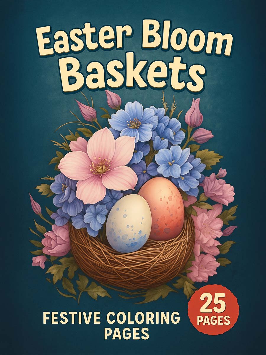 Easter Bloom Baskets – 25 Festive Coloring Pages | Earn from printables