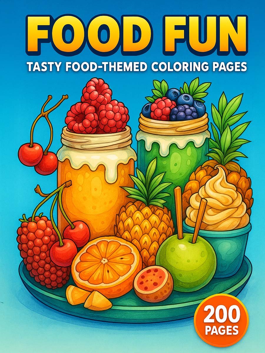 Food Fun – 200 Delicious Food-Themed Coloring Pages | Earn from printables