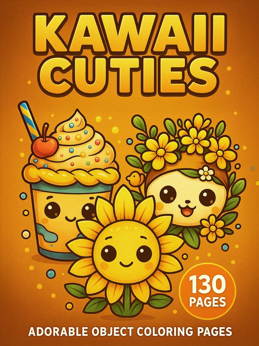 Kawaii Cuties – 130 Adorable Everyday Object Coloring Pages | Earn from ...