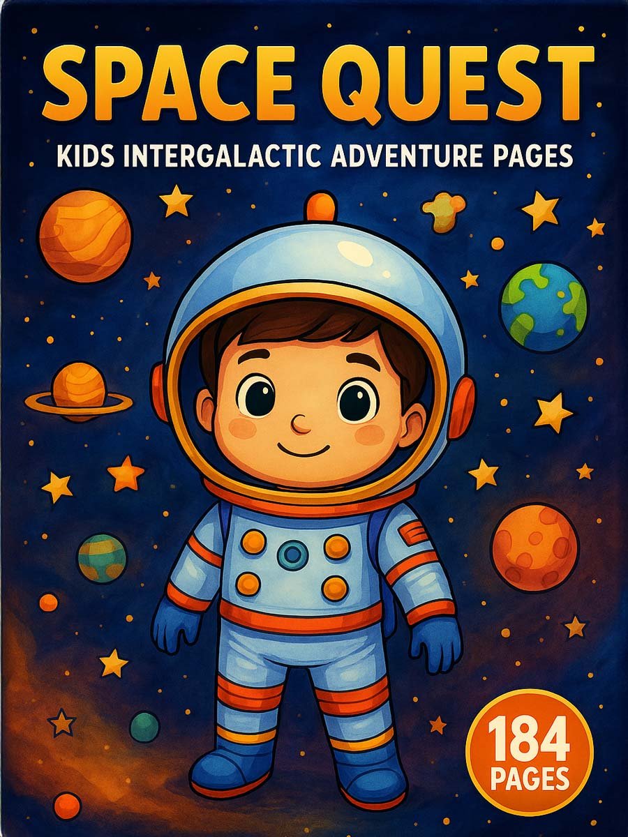 Space Quest – 184 Intergalactic Adventure Pages for Kids | Earn from ...