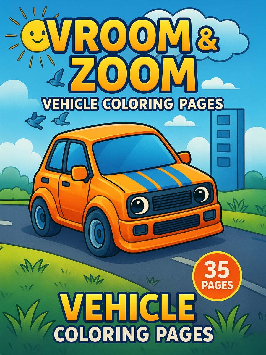 Vroom & Zoom – 35 Vehicle Coloring Pages | Earn from printables